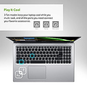 Acer Aspire 5 A515-56-347N Slim Laptop - 15.6" Full HD IPS Display - 11th Gen Intel i3-1115G4 Dual Core Processor - 8GB DDR4 - 128GB NVMe SSD - WiFi 6 - Amazon Alexa - Windows 11 Home in S Mode,Silver