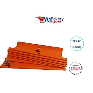 Orange Tissue Paper Squares, Bulk 24 Sheets, Premium Gift Wrap and Art Supplies for Birthdays, Holidays, or Presents by Feronia packaging, Large 20 Inch x 30 Inch