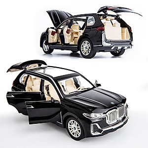 BDTCTK 1/24 Compatible for X7 SUV Model Car Toy Diecast Toy Cars, Zinc Alloy Pull Back Toy car with Sound and Light for Kids Boy Girl Gift(Black)