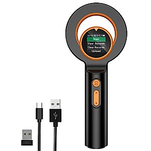 Symcode Pet Microchip Scanner RFID EMID Micro Chip Reader Scanner with 1.44IN TFT Display 134.2kHz 125kHz 15 Digits Pet Chip ID Scanner with Delete History Data Function