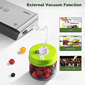 Gasbye 2-Pump Vacuum Sealer, [Takes ALL the Air Out] for Dry & Wet Food Saver, Sous Vide, 44Pcs Precut Bags Included, Easy-to-Clean Removable Drip Tray, Durable Silicone Gaskets, Silver