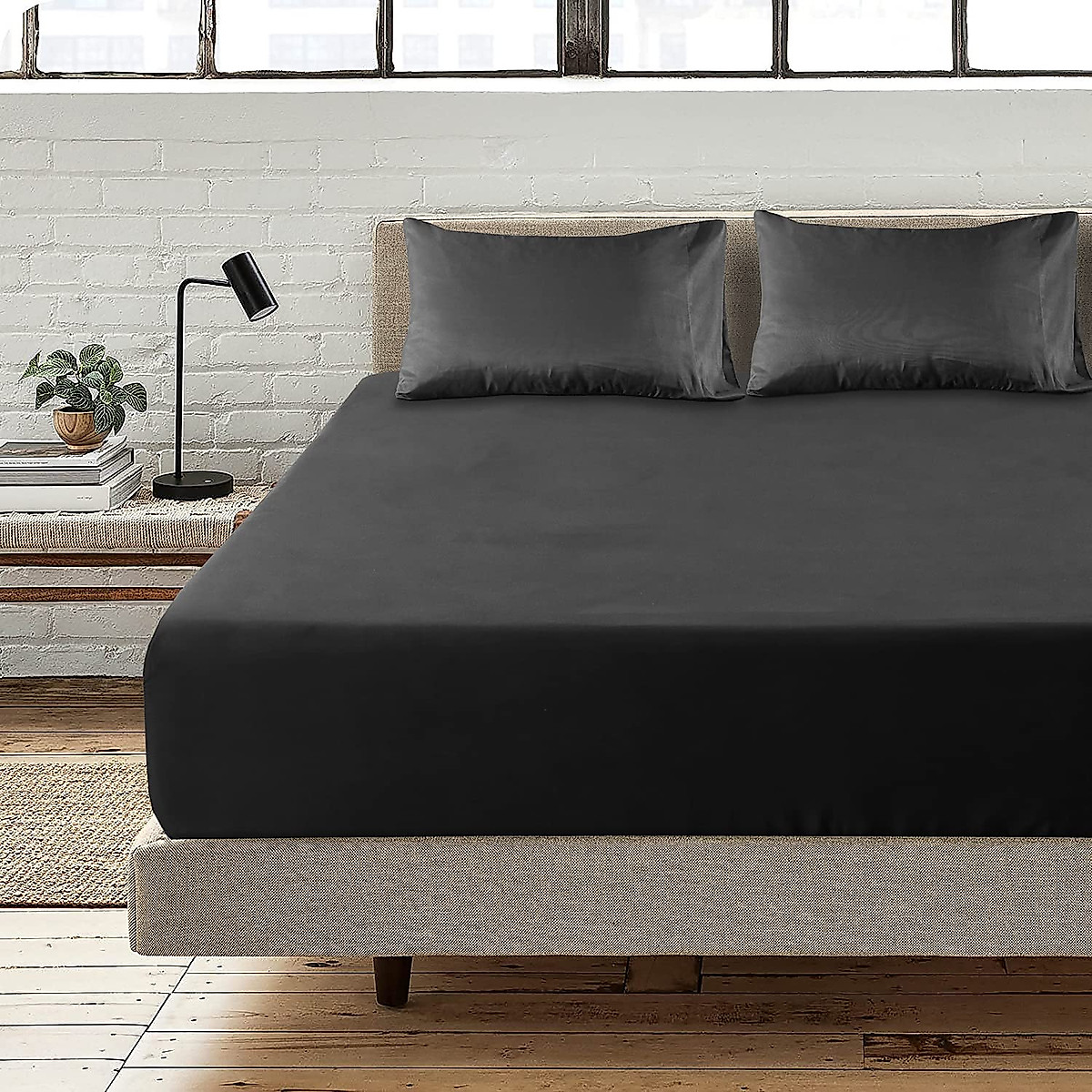 BLC Microfiber Twin Size Fitted Sheet, Pack of 1, 1800 TC Double Brushed Breathable & Cooling Sheet with 15" Deep Pocket, Wrinkle Free - Comfy – Dark Grey Bed Sheet