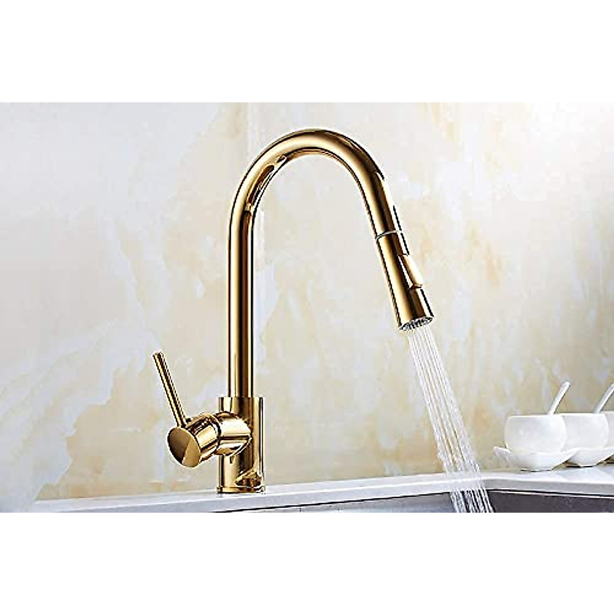 Kitchen Mixer Tap,Kitchen Faucet Sink Faucet Single Handle Pull Out Kitchen Tap Single Hole Rotating Water Mixer Tap,3