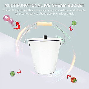 Cabilock Household Enamel Bucket Serving Bucket Liquid Container Milk Storage Bucket