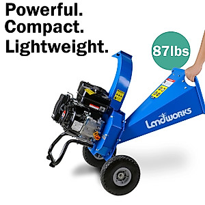 Landworks Mini Wood Chipper Compact Design 3" Inch Max Capacity & Earth Auger Power Head Steel 6" Inch x 30" Inch Bit Cordless [Bundle Deal]