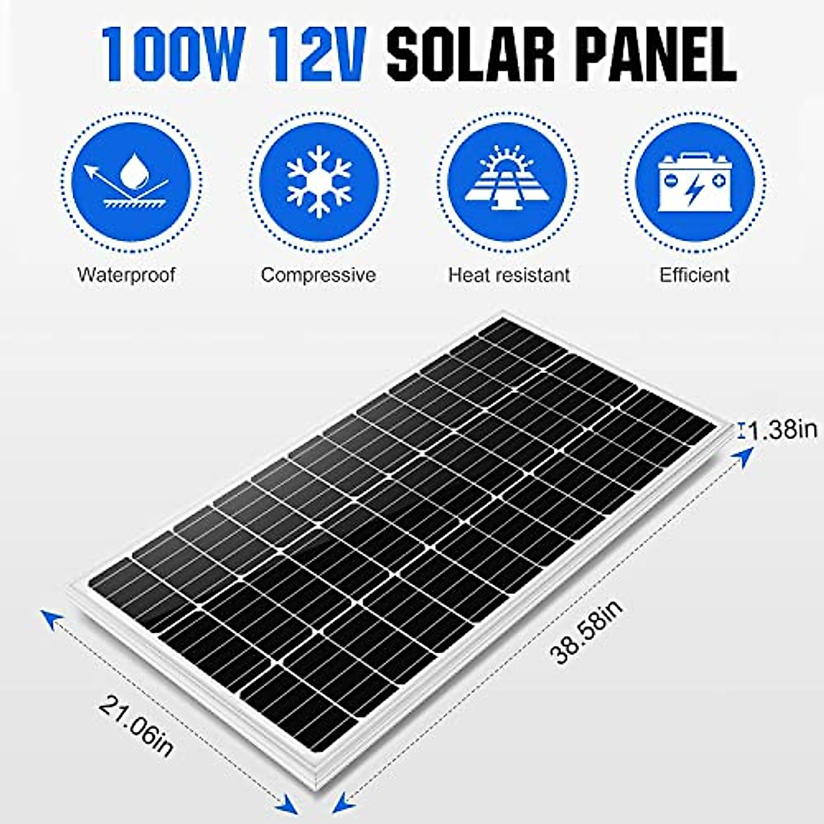 ECO-WORTHY 100 Watt 12 Volt Solar Panel Kit for RV Battery Boat Trailer Cabin Garden Shed Home: 100W Solar Panel+30A PWM Charge Controller+ Tray Cable + Z Mounting Brackets