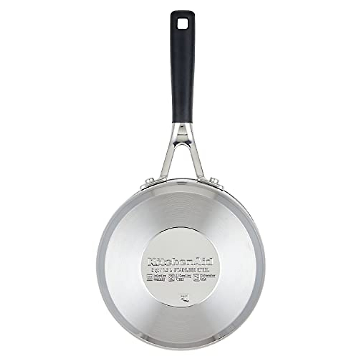 KitchenAid Stainless Steel Saucepan with Measuring Marks and Lid, 2 Quart, Brushed Stainless Steel