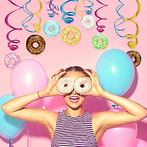 CC HOME 30Pack Donut Cake Hanging Swirls Doughnut Dessert Ceiling Streamer Birthday Party Decorations Donut Themed Party Favors for Holiday Baby Shower Home Decoration Party Supplies