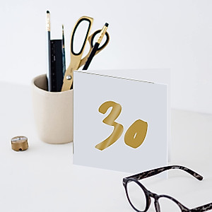 Old English Co. Golden 30th Birthday Card - Thirtieth Birthday Wishes for Men and Women| Blank Inside & Envelope Included