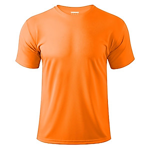 Boladeci Swim Shirts for Men Rash Guard Short Sleeve Tshirts Summer Sun UV Protection Clothing Orange Sport Workout Gym Athletic Shirts Tees