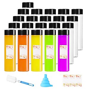 OMNISAFE 15Pcs 12Oz Rectangle Plastic Juice Bottles with Caps, Empty Reusable Clear Bottles with Leak-Proof Lid, Bulk Water Containers for Cold Drinks, Smoothie and Beverages