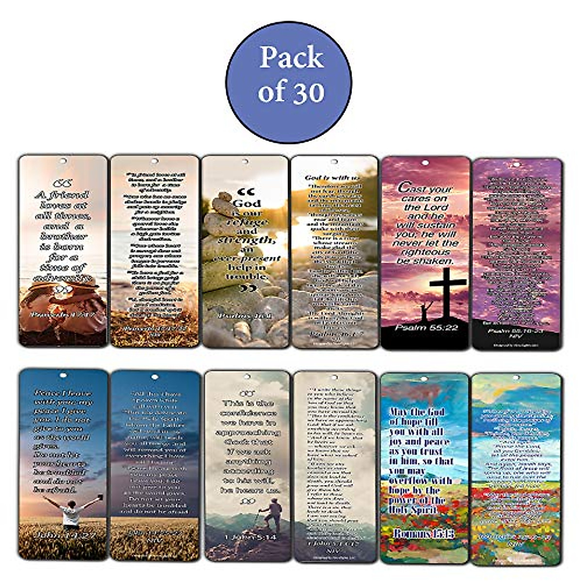 Christian Bookmarks with Popular Bible Verses (30-Pack) - Stocking Stuffers for Adults Teens Kids Men Women Boys Girls - Baptism Mission Evangelism Bible Study Church Supplies