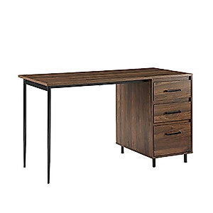 Walker Edison 3 Drawer Modern Wood and Metal Computer Writing Desk Home Office Workstation Small, 52 Inch, Dark Walnut