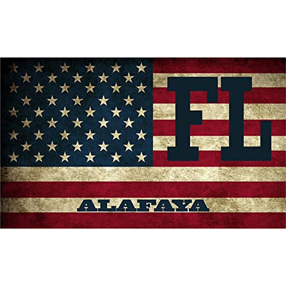 (x3) 2x3 inch Stickers | Reflective Alafaya FL Florida Orange County Vintage US Flag Sticker Graphic - Construction Toolbox, Hardhat, Lunchbox, Helmet, Mechanic, Luggage