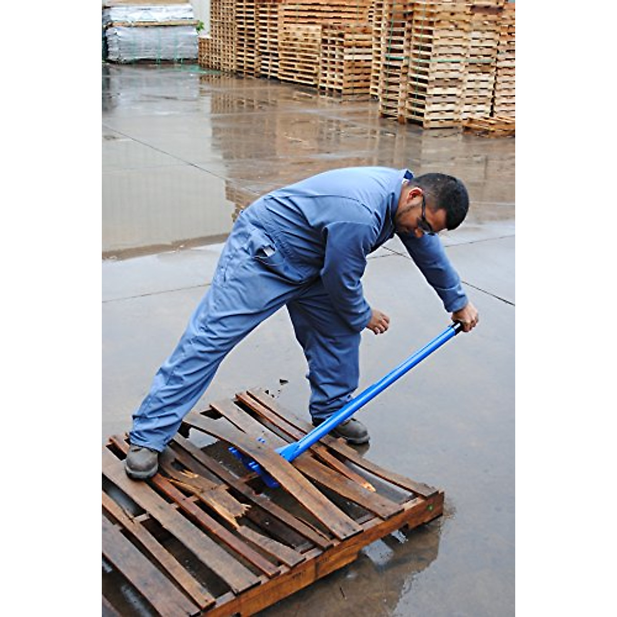 Vestil SKB-DLX Deluxe Steel Pallet Buster with Handle, 41",blue