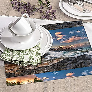 Palm Trees Clouds Tropical Coast Printed Drying Mat For Kitchen Ultra Absorbent Microfiber Dishes Drainer Mats Non-Slip Silicone Quick Dry Pad - 18 X 16inch