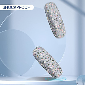 PERFECTSIGHT Hard Shell Portable Eyeglass Case Floral Glasses Case Fabric Surface Women Eyeglass Case for Women & Girls (Blue)