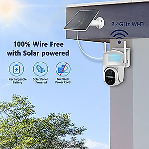 Solar Security Cameras Wireless Outdoor Battery Powered, Pan Tilt WiFi Camera for Home Security, 2K HD Video Surveillance Color Night Vision, 2 Way Talk, PIR Human Motion Detection, Phone App Alerts