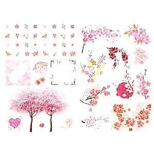 Seasonstorm Pink Sakura Cherry Blossoms Kawaii Aesthetic Happy Planner Diary Journal Stationery Scrapbooking Stickers Travel Art Supplies