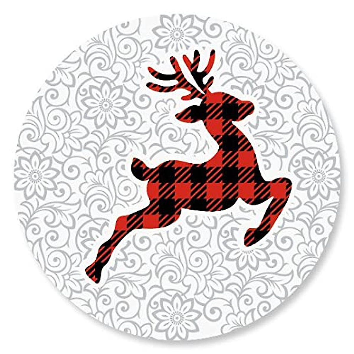 Plaid Deer Round Envelope Seals - Set of 144, Round Self-Adhesive, Flat-Sheet Labels