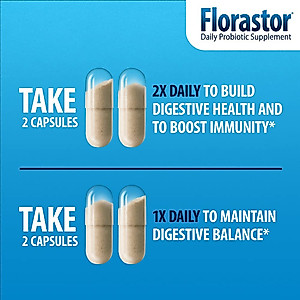 Florastor Probiotics for Digestive & Immune Health, 20 Capsules, Probiotics for Women & Men, Dual action helps flush out bad bacteria & boosts the good with our unique strain Saccharomyces boulardii