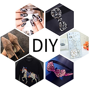 LPBeads 6400 Pieces Black and Red Hotfix Rhinestones Flat Back 5 Mixed Sizes Crystal Round Glass Gems with Tweezers and Picking Rhinestones Pen