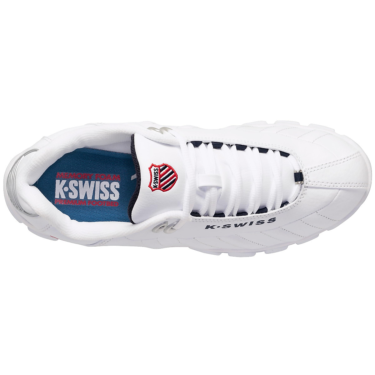 K-Swiss Men's ST329 CMF Sneaker, White/Navy/Red, 10.5 M