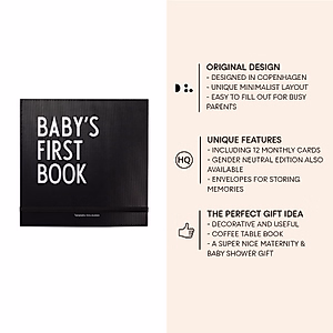 Design Letters Baby's First Year Book | Perfect Baby Book for New Parents Keepsake | Modern Memory Book with Envelope & Milestone Cards | Scrapbook Hardcover Album for Boys, Girls