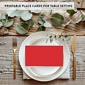 Andaz Press Table Tent Printable Place Cards, Red 20-Pack, Seat Placement Cards Blank Place Cards For Table Settings Name Cards for Bridal Wedding Shower, School Graduation Food Cards Red Card Table