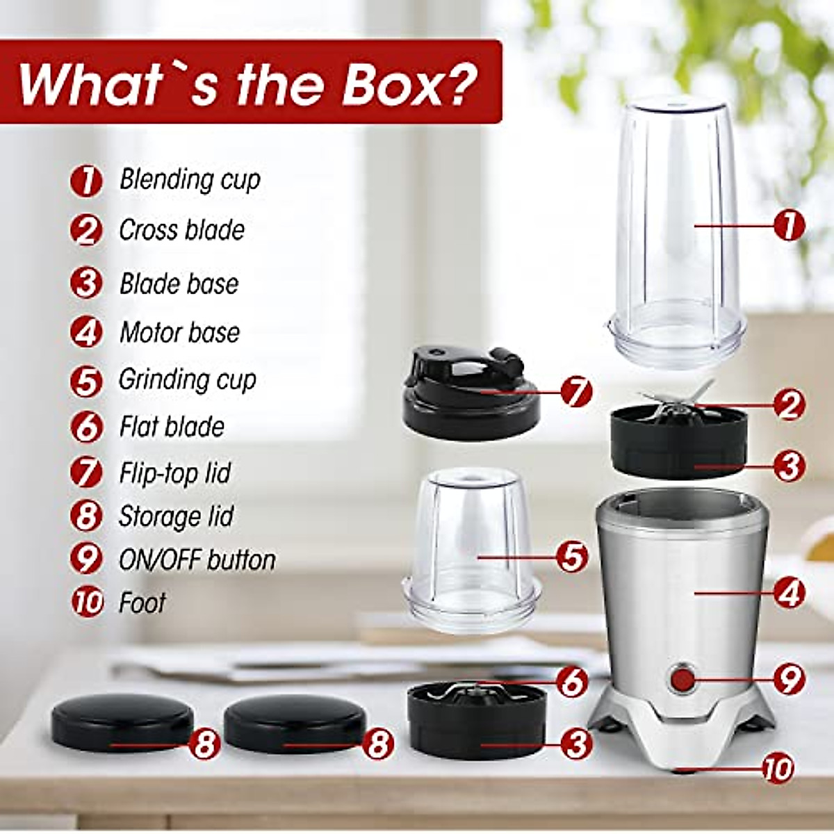 1200W Personal Bullet Blender for Shakes and Smoothies, Regenerate Nutri Aluminum Large Capacity Mixer with Blending & Grinding Blades for Kitchen, Tritan 34+17 Oz Travel Bottles for Fruits, Vegetables, Coffee, Countertop, Silver