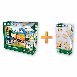 BRIO Starter Lift&Load Set Wooden Toy Train Durable | Child Safe | Encourages Creativity | Compatible with All Wooden Railway Sets | Includes Engine, Lorry, Wagon, Track and More