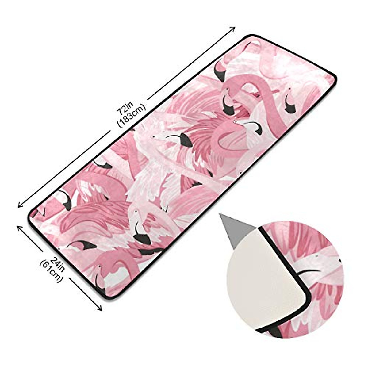 Blueangle Pink Flamingos Runner Rug Soft Plush Hallway Entryway Living Dining Room Area Rug (2' X 6')