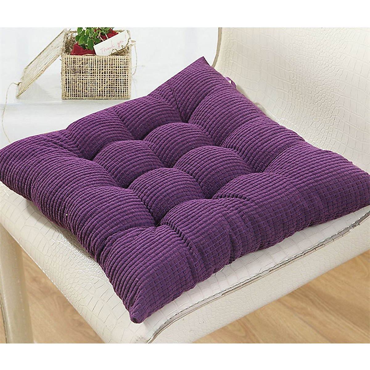Siderit Soft Home Indoor Chair Pads and Cushions Warm Corduroy Cushions Kitchen Seat Cushions Pillows with Ties 16"x16"