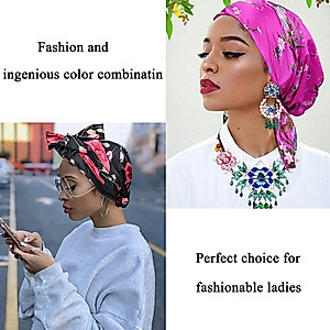 4 Pieces Soft Satin Head Scarf Sleeping Cap Turbans Head Cover Bonnet Head Wear for Women (Set 4)