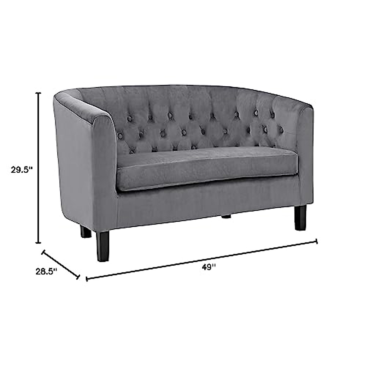 Modway Prospect Velvet Upholstered Contemporary Modern Loveseat In Gray