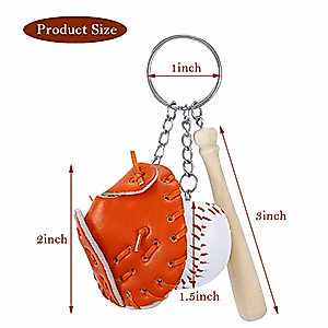 7 Color Baseball Bat Keychain Wooden Bat Baseball Glove Keychain Mini Keychain Accessories Sport Key Ring Decoration for Boys Girls Team Party Favor Birthday Goody Bags Backpack Pendent