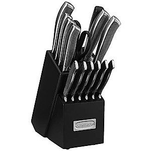 15 Piece Kitchen Knife Set with Block by Cuisinart, Cutlery Set, Graphix Collection, Stainless Steel, C77SS-15P & CTG-00-BCR7 Barrel Crock with Tools, Set of 7