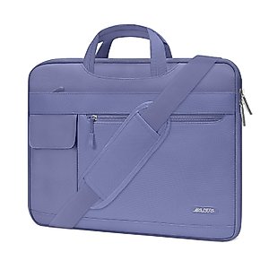 MOSISO Laptop Shoulder Bag Compatible with MacBook Air/Pro, 13-13.3 inch Notebook, Polyester Flapover Briefcase Sleeve Case, Lavender Gray