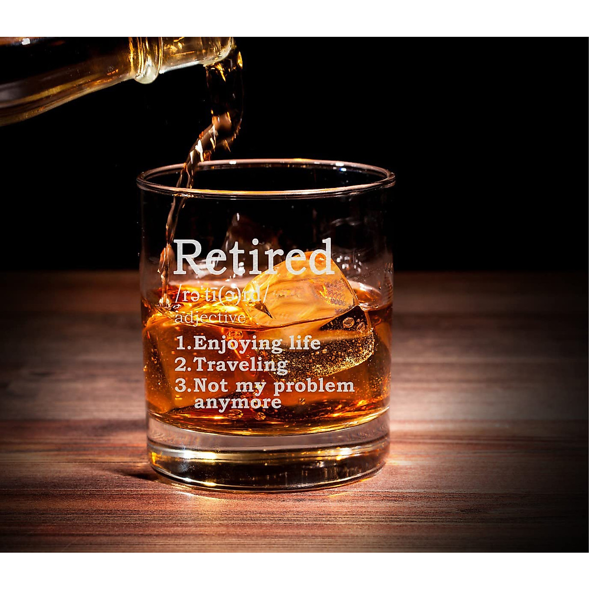 NeeNoNex Retired Definition Whiskey Glass Funny and Great Retirement Gift for Coworkers Boss Mom Dad Funny Dictionary Definition