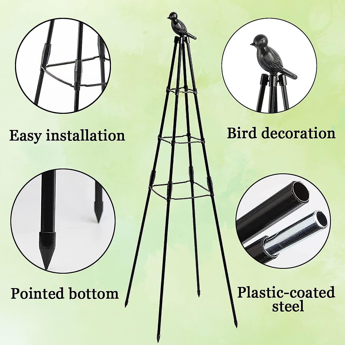 Garden Trellis, Support Plant Stand for Climbing Plants Outdoor and Indoor Trellis, Potted Plants Flowers Vegetables and Vines, Tomato Cage Tower - 1 Pack