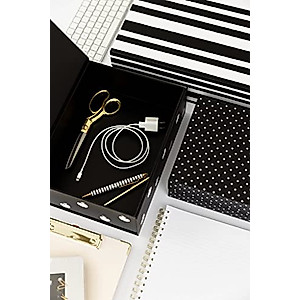 Kate Spade New York Black Decorative Storage Boxes with Lids, 3 Pack Sturdy Organizer Storage Bins, Includes Small Medium Large Pink Nesting Boxes with Magnetic Closure, Dots and Stripes