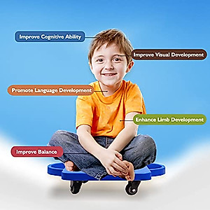 GSE Floor Scooter Board with Handles, Sitting Scooter for Kids Indoor Play Equipment, Fun Scoot Board with Non-Marring Plastic Casters for Children(Red)