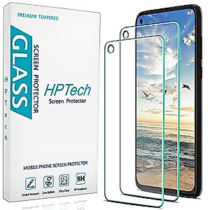HPTech (2-Pack) Compatible for Moto G Power 2021 Tempered Glass Screen Protector, 9H Hardness, Cutout Camera Hole, HD Clear Case Friendly