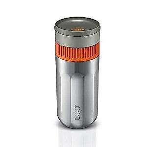 WACACO Pipamoka Portable Coffee Maker, Single Serve Coffee brewer, All-in-one Vacuum Pressured，Insulated Travel Mug, Hand Powered and Filter Pressure Brewer, Stainless Steel Thermo Cup, 10 fl oz
