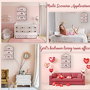 3 Pieces Pink Wall Decor for Girl Room Wall Decor Floral Wooden Wall Hanging Wall Art Inspirational Office Wall Decor with Positive Quotes Ctrl Alt Del Wall Sign for Girl Women Bedroom Bathroom(Pink)