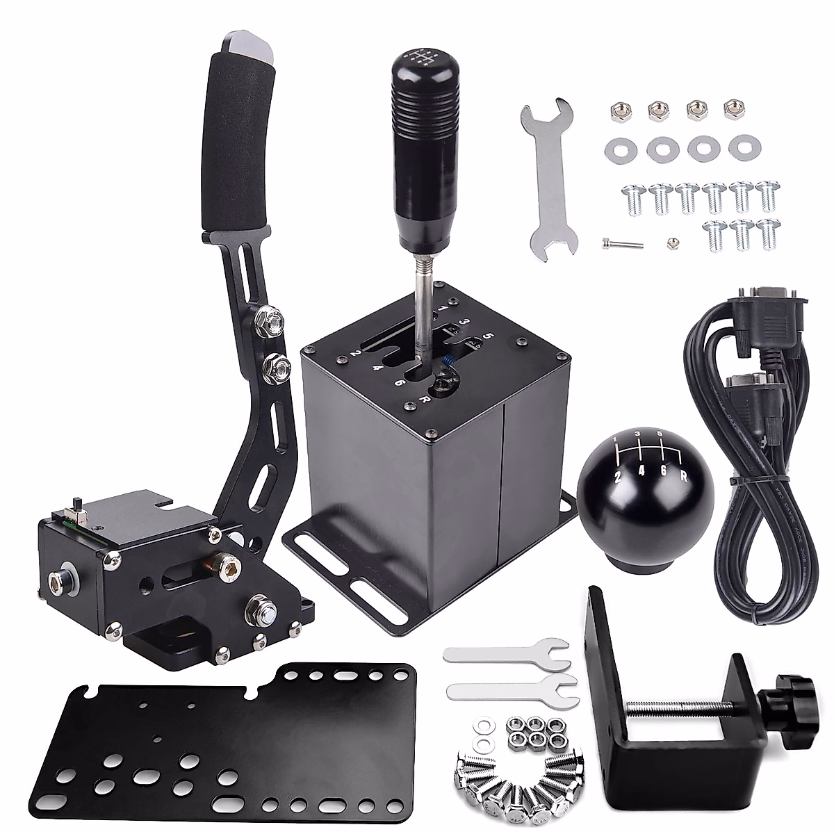 CNRAQR PS4 PS5 PC Racing Game USB Handbrake &Simulator Shifter 6+R H Gear Shifter Kit - Compatible with LOGITECH G29 Racing Game Wheels