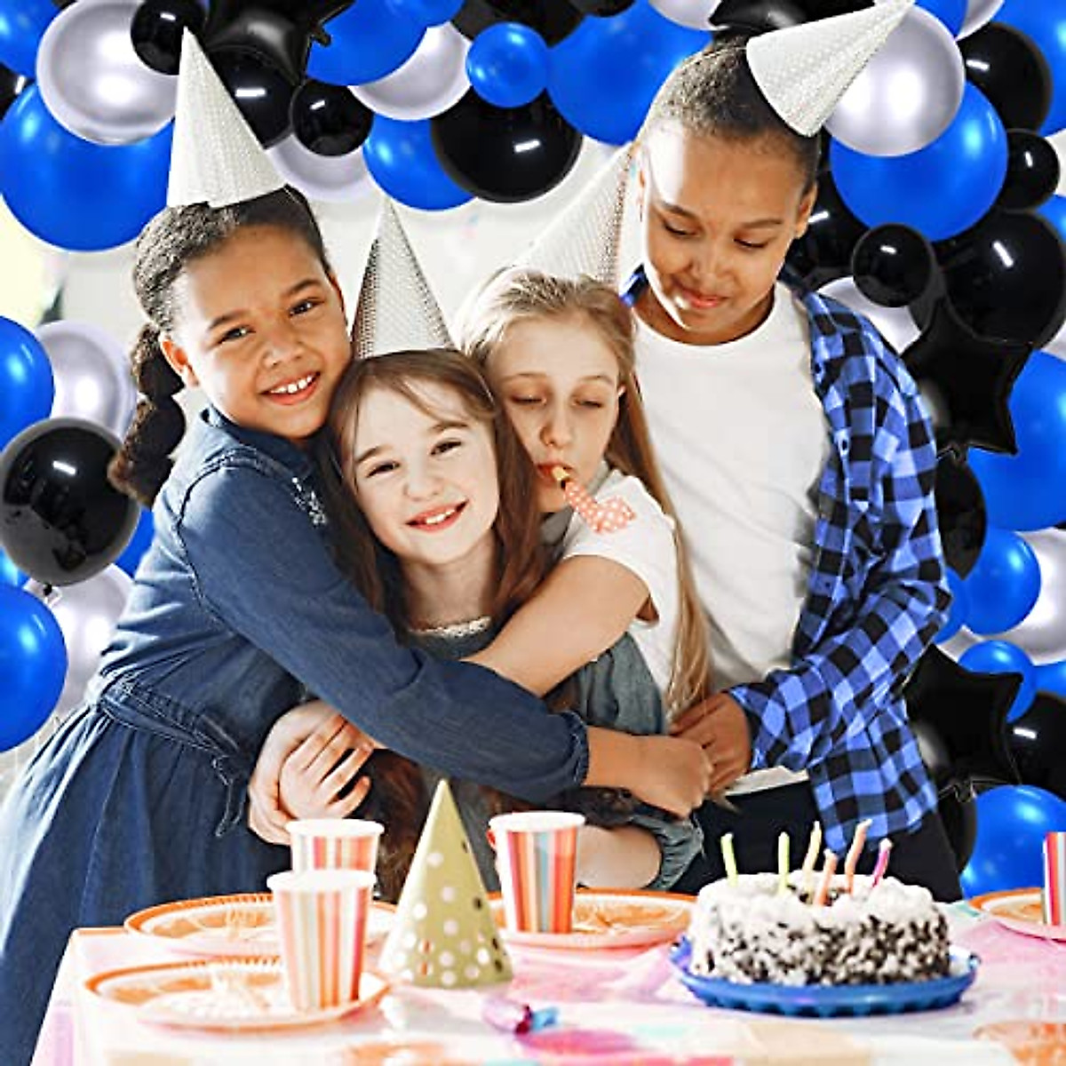 Royal Blue Black Balloon Garland Kit, 121PCS Blue Black Metallic Silver Balloons Video Gaming Birthday Party for Boy Men 18th 21th 30th 40th Birthday Retirement Graduations Party Decorations