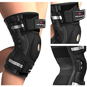 NEENCA Professional Knee Brace for Knee Pain, Hinged Knee Support with Patented X-Strap Fixing System, Strong Stability for Pain Relief, Arthritis, Meniscus Tear, ACL, PCL, MCL, Runner, Sport, Workout