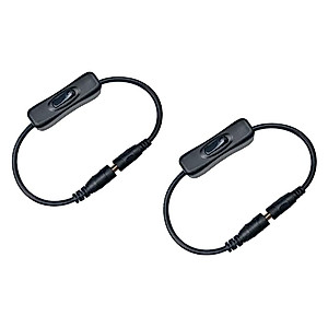 Qaoquda 2pcs DC 5.5mm x 2.1mm Male to Female DC Power Inline Cable with On Off Switch Jack Connector for Led Strip Light CCTV Camera, No Need Soldering (5.5X2.1mm)