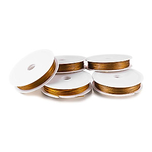 1 Roll/lot 0.3-1.0mm Bead Stringing Wire,Anti-bite Wear Resistant Strong Line Stainless Steel Tiger Tail Beading Wire for DIY Jewelry Making Finding (Gold Steel Wire, 0.6mm-92 feet/28m)